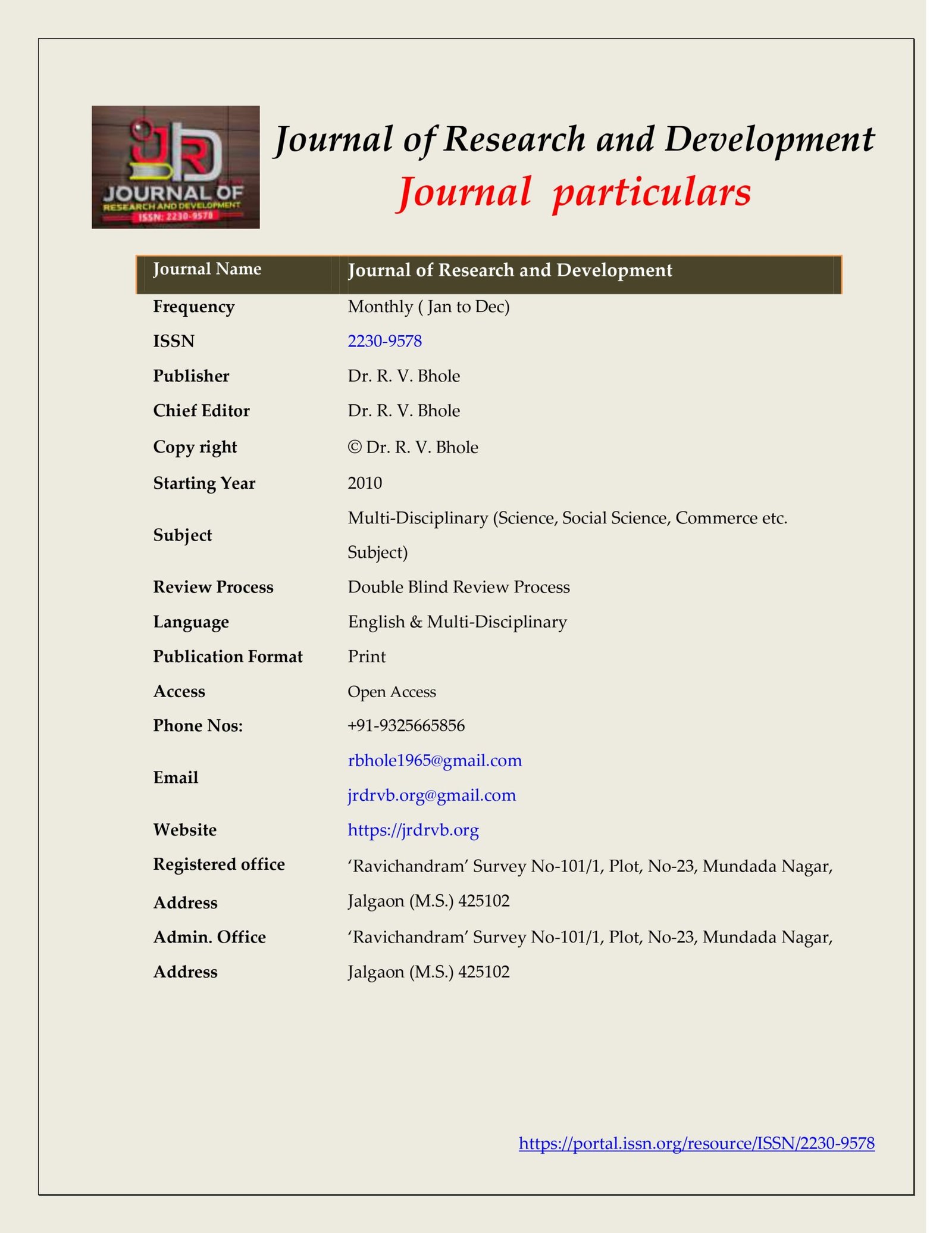 About us – Journal of Research and Development